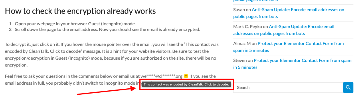 Encode contact data WordPress option